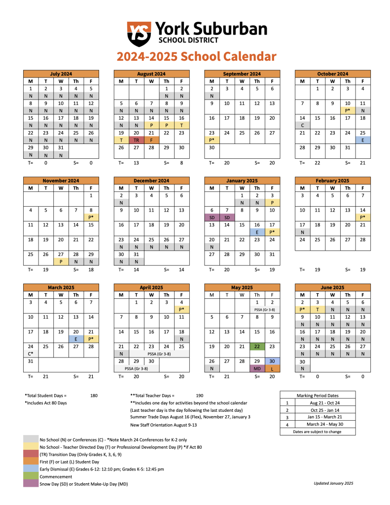 District Calendar – York Suburban School District