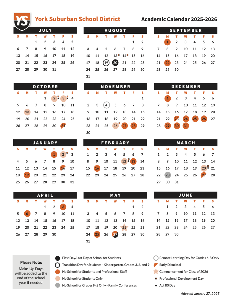 District Calendar – York Suburban School District